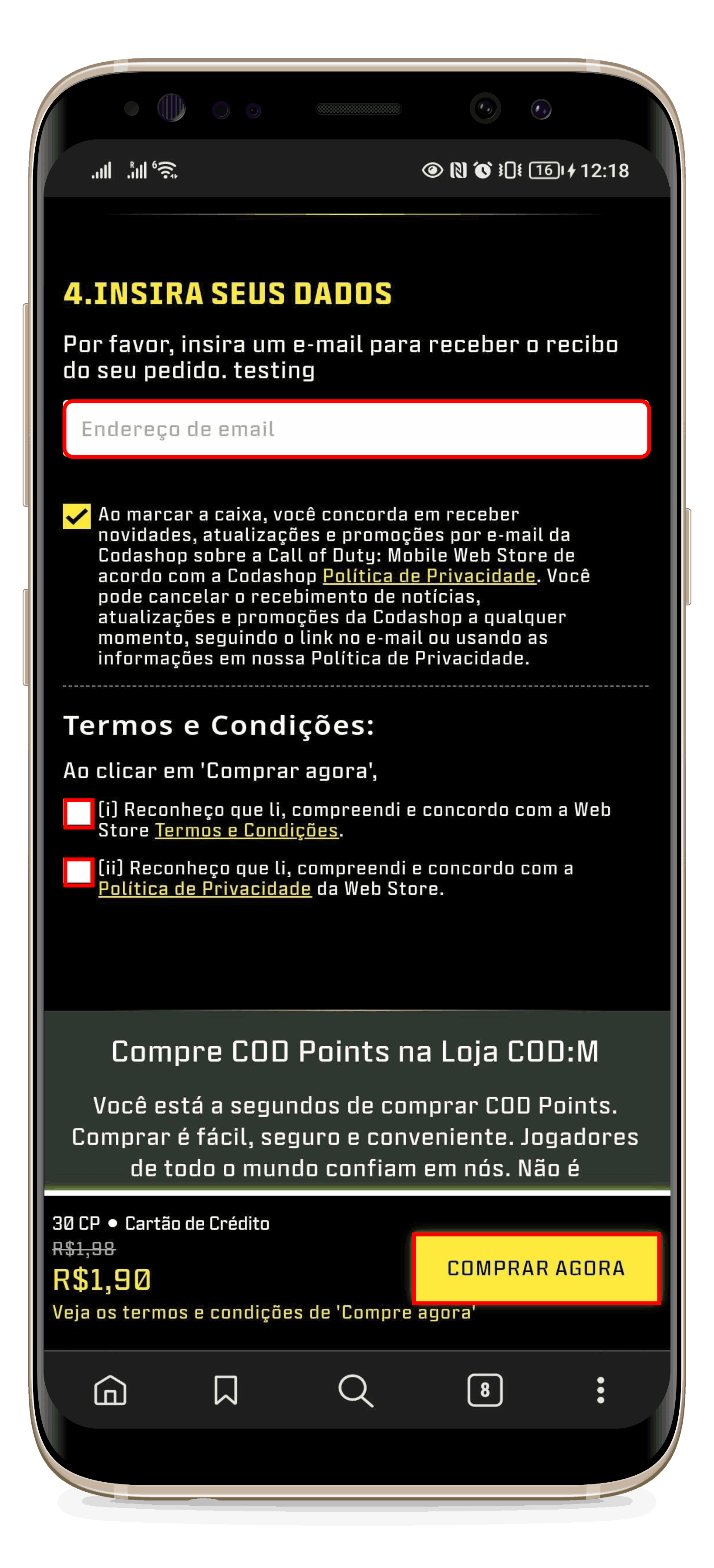 How to Pay with Debit and Credit Card – COD:M Brazil