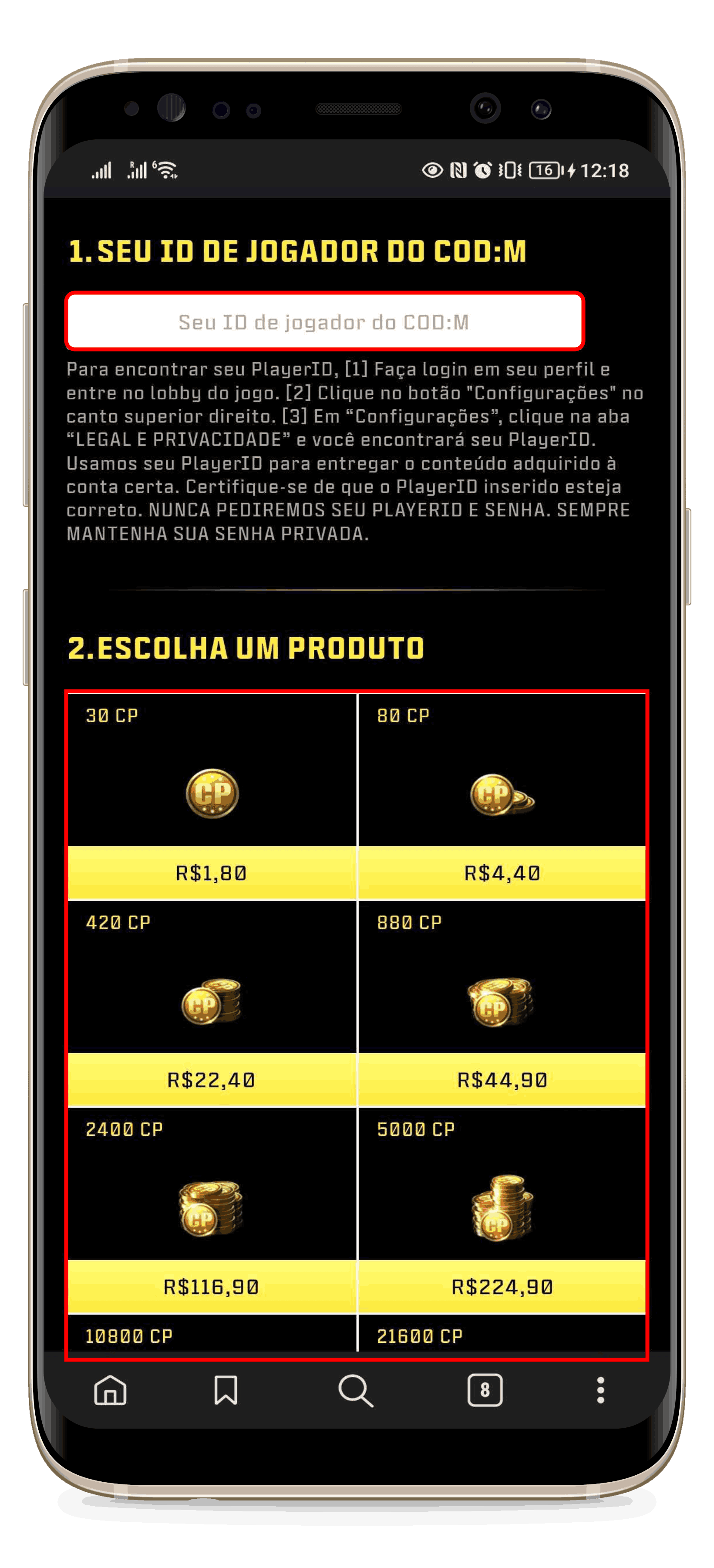 How to Pay with Debit and Credit Card – COD:M Brazil