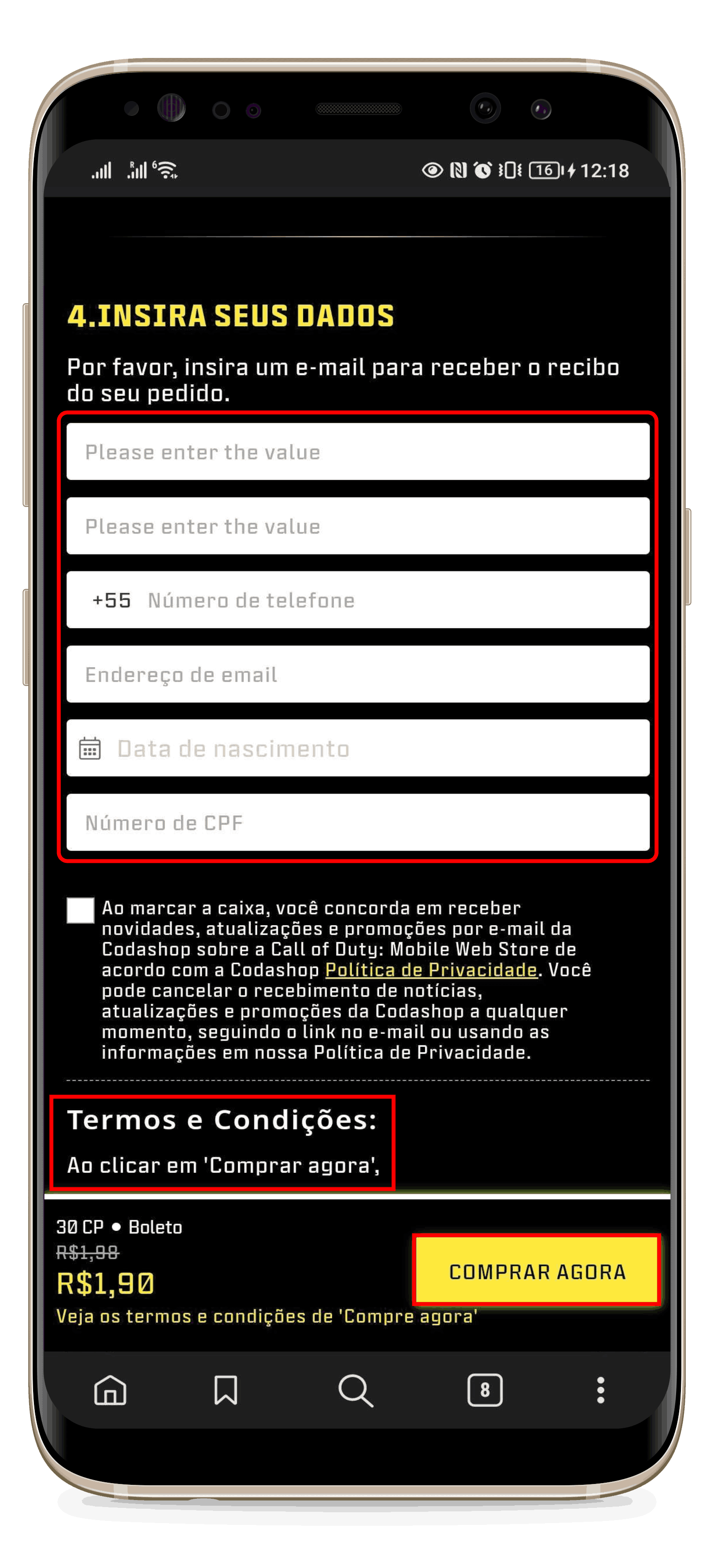 How to pay with Boleto – COD:M Brazil
